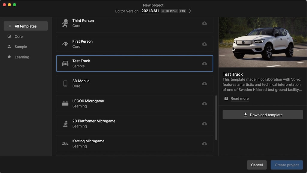 Unity Template - Test track – 3D assets and simulator | Volvo Cars ...
